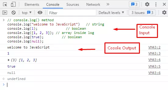 JavaScript માં કન્સોલ 5837_1