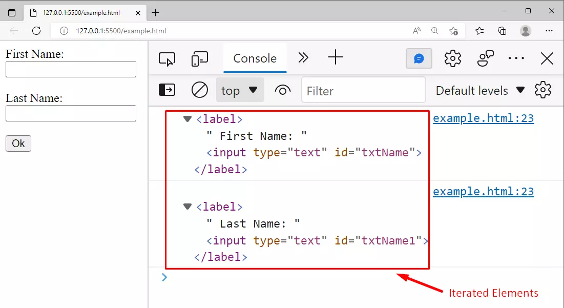 JavaScript တွင် forEach() loop ကိုအသုံးမပြုဘဲ HTML အစိတ်အပိုင်းများကို မည်သို့လှည့်ပတ်ရမည်နည်း။ 5841_1