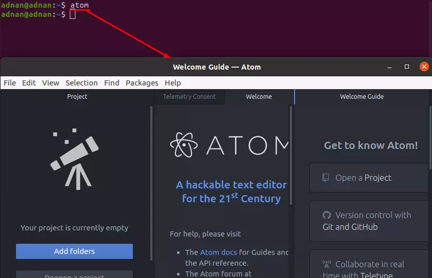 כיצד להתקין את Atom Text Editor באובונטו 584_9