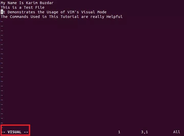 Panggunaan Mode Visual Vim sing jero 5966_4