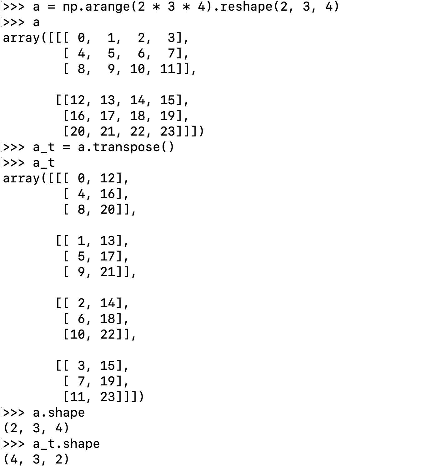 Транспонирование матрицы с использованием Numpy 6001_4