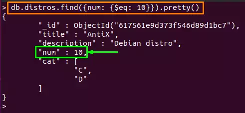 Giunsa paggamit ang $eq operator sa MongoDB 6057_10