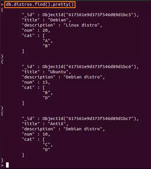 Giunsa paggamit ang $eq operator sa MongoDB 6057_4