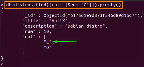 Giunsa paggamit ang $eq operator sa MongoDB 6057_7