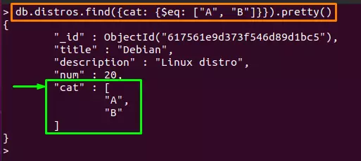 Giunsa paggamit ang $eq operator sa MongoDB 6057_8