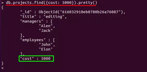 Giunsa paggamit ang $all operator sa MongoDB 6058_7