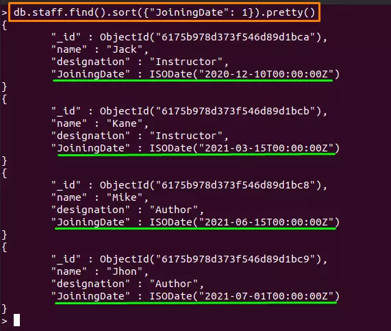 Hvordan sortere dokumenter etter dato i MongoDB 6059_2