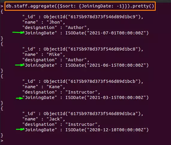 Hvordan sortere dokumenter etter dato i MongoDB 6059_5