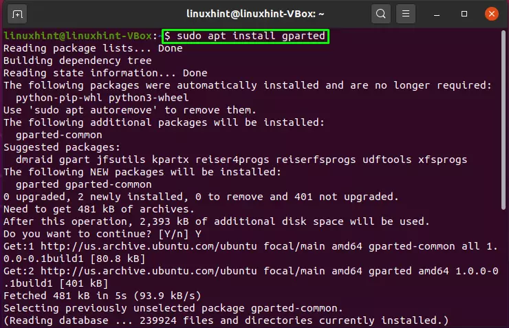 Pangatur disk grafis lan partisi ndhuwur ing Ubuntu 605_1