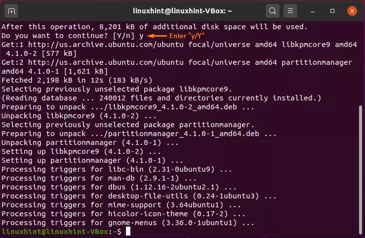 Pangatur disk grafis lan partisi ndhuwur ing Ubuntu 605_9