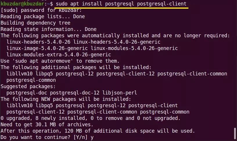 Ubuntu 20.04 मा PostgreSQL स्थापना गर्नुहोस् र सुरु गर्नुहोस् 609_3