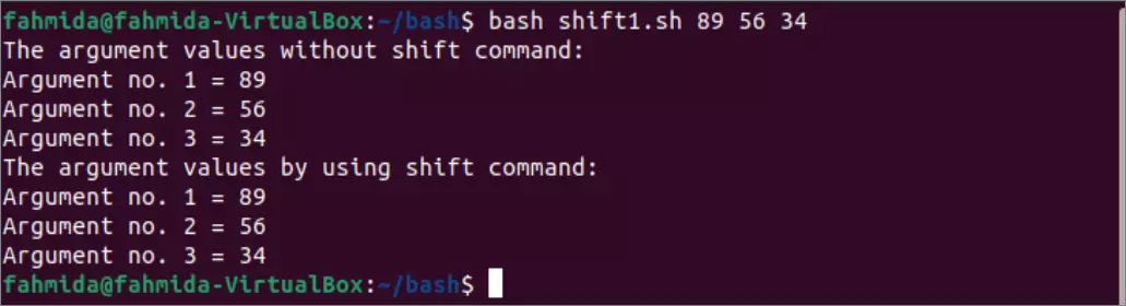 bash ۾ 'shift' حڪم جو استعمال 6124_1