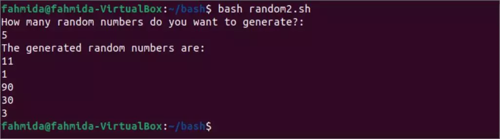 bash တွင် ကျပန်းနံပါတ်တစ်ခု ဖန်တီးပါ။ 6131_4