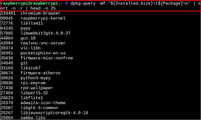 “Raspberry Pi” we “Disk Bloat” -da disk ýerini tygşytlamak boýunça gollanma 6142_2