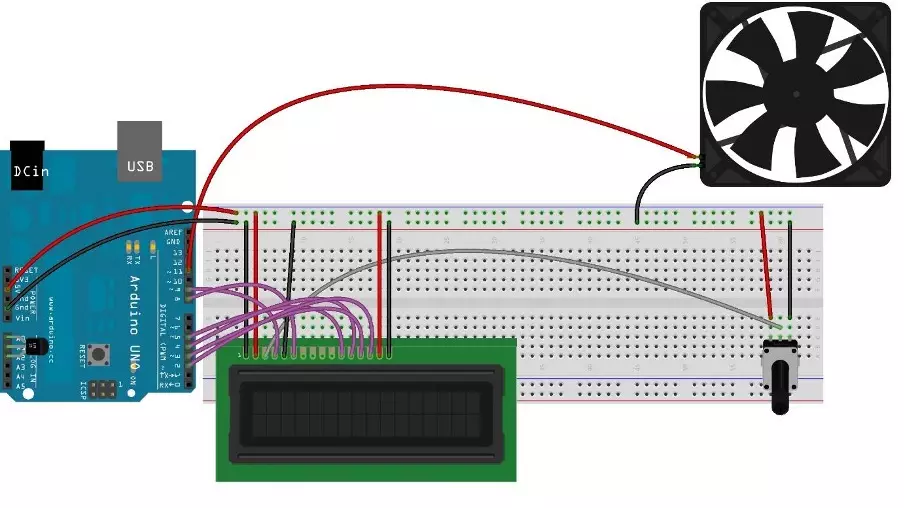 Hvernig á að stjórna viftuhraða með hitastigi með Arduino Uno 6151_2