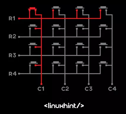 Arduino နှင့် 4×4 အမြှေးပါး ကီးပတ်ဒ်ကို မည်ကဲ့သို့ ချိတ်ဆက်မည်နည်း။ 6152_1
