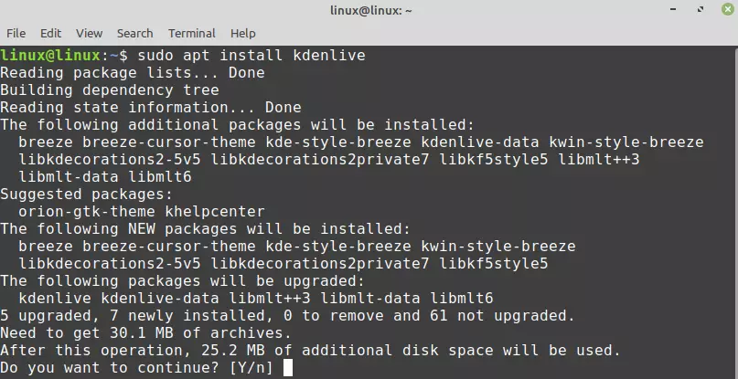 Kaip įdiegti „Kdenlive“ sistemoje „Linux Mint 20“. 619_11