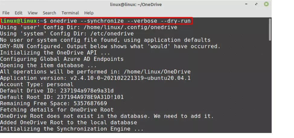 Maitiro ekuisa uye kushandisa OneDrive paLinux Mint - Linux Mint OneDrive Sync 628_11