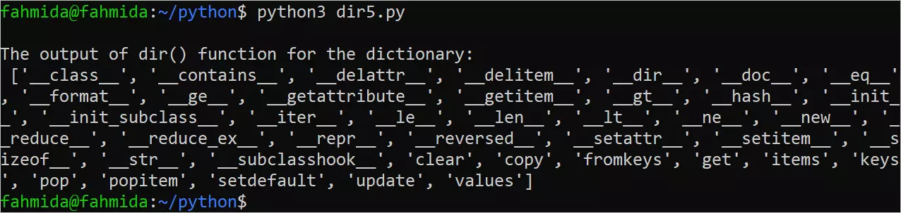 Python dir () iṣẹ 6329_5