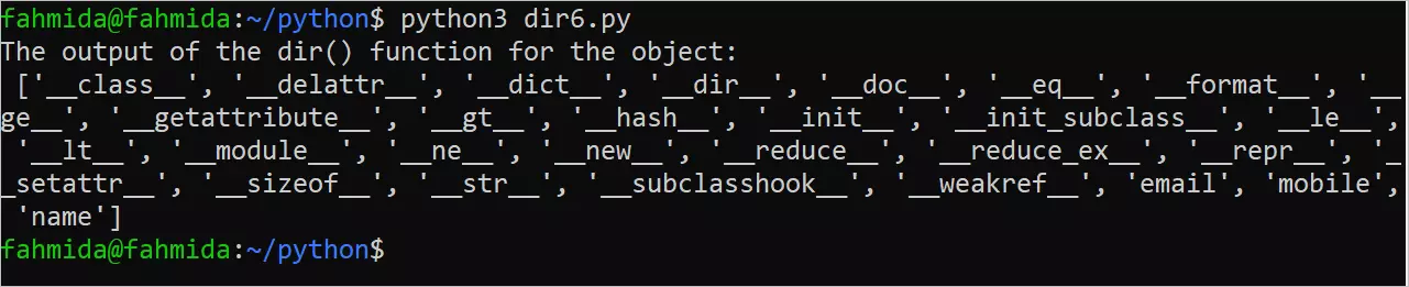 Python dir () iṣẹ 6329_6