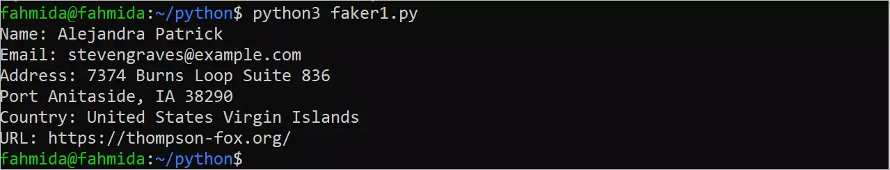 Python Faker gebruiken om dummy-gegevens te genereren 6333_1