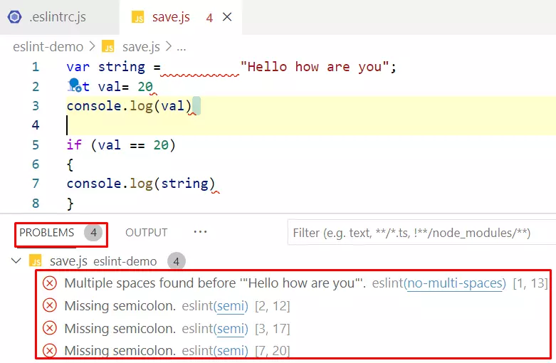 Kaip įgalinti „Linting“ įrašant „Visual Studio Code“ naudojant ESLint 6389_22