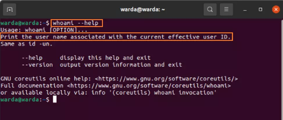 Linux who, w και whoami Command 6414_9
