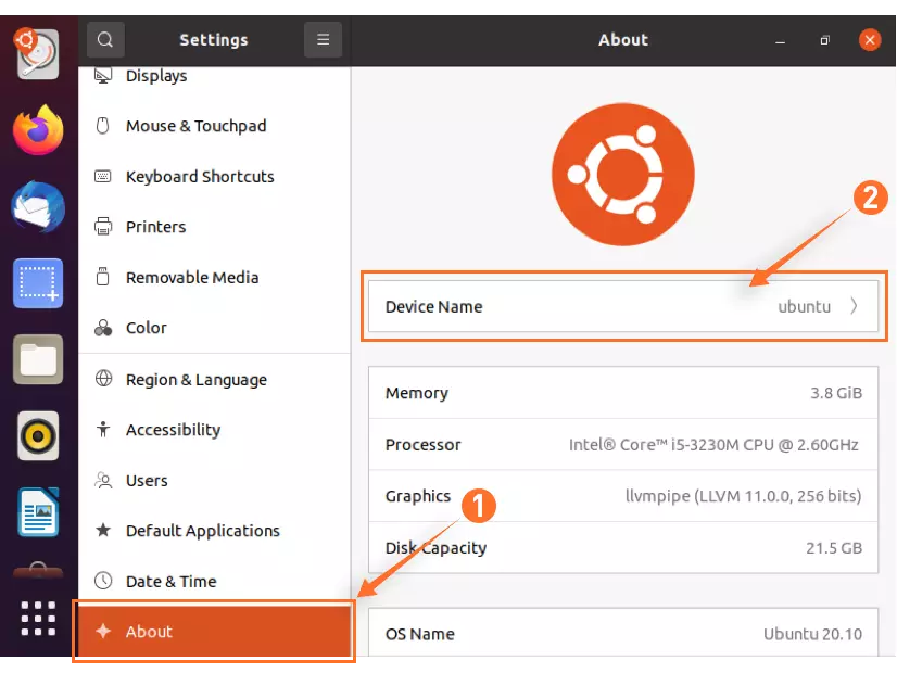 Ubuntu-da GUI və CommandLine ilə Host adını dəyişdirin 6426_2