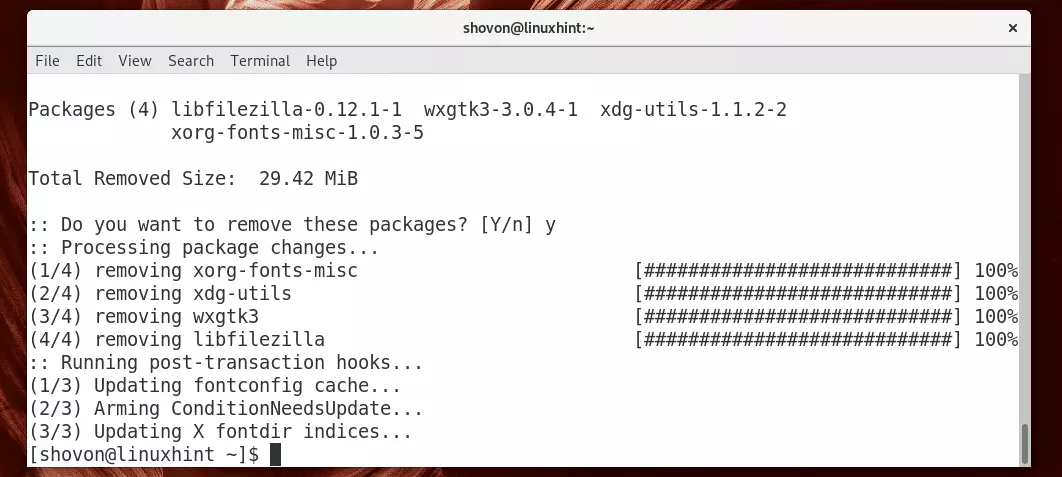 Hvordan fjerne en pakke og dens avhengigheter med Pacman på Arch Linux 6432_15