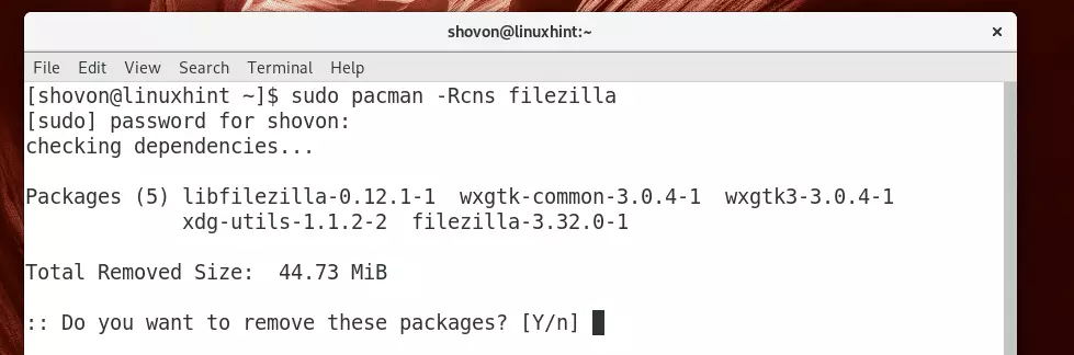 Hvordan fjerne en pakke og dens avhengigheter med Pacman på Arch Linux 6432_9