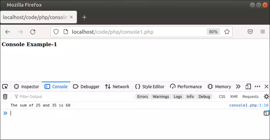 PHPలో కన్సోల్ ఉపయోగం 6447_1