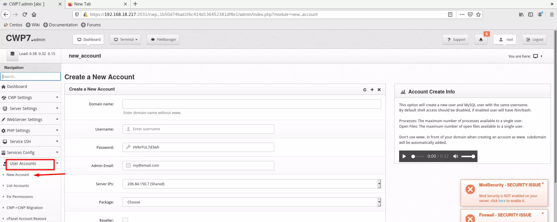 Cómo instalar y usar el panel web de CentOS en CentOS 8 647_17