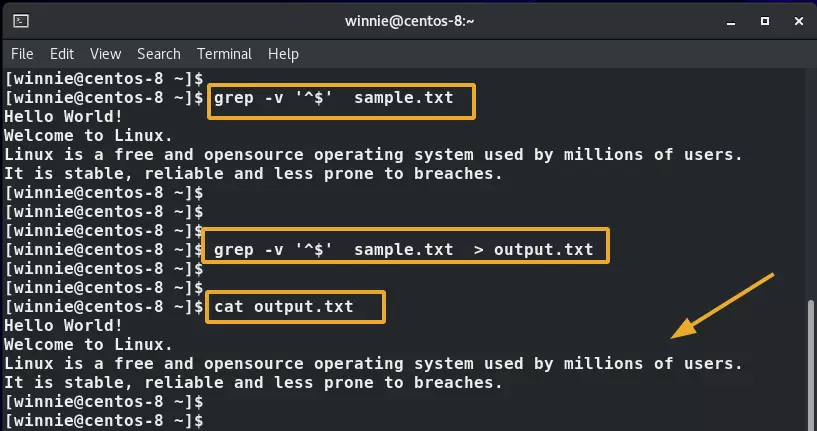 Bagaimana untuk mengalih keluar baris kosong dalam fail di Linux 6481_3