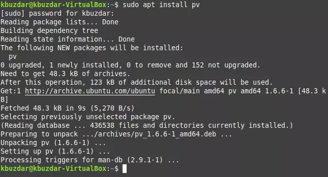 Linux માં “dd” આદેશની પ્રગતિને કેવી રીતે માપવી અને બતાવવી? 6486_6