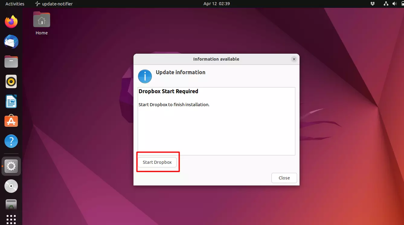 Bagaimana untuk memasang Dropbox pada Ubuntu 22.04 6547_10