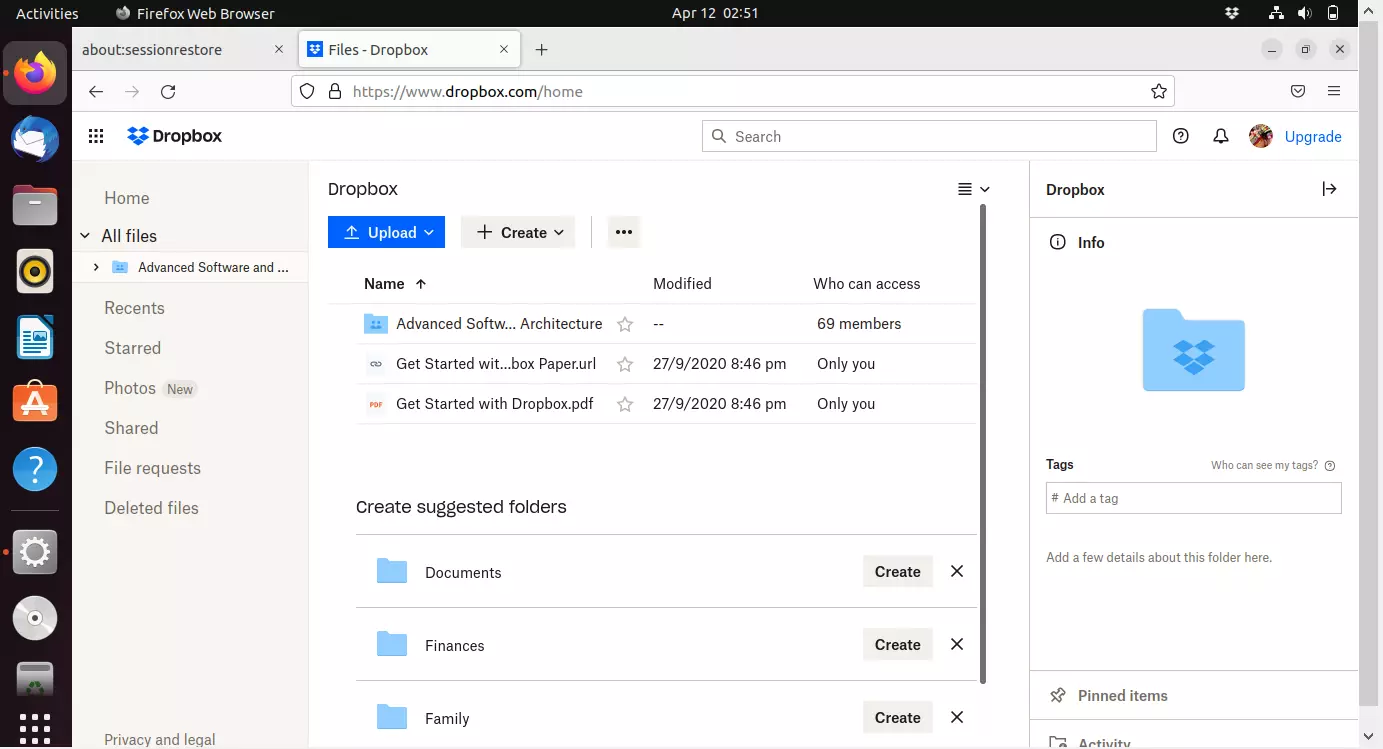 Faʻafefea ona faʻapipiʻi le Dropbox ile Ubuntu 22.04 6547_13
