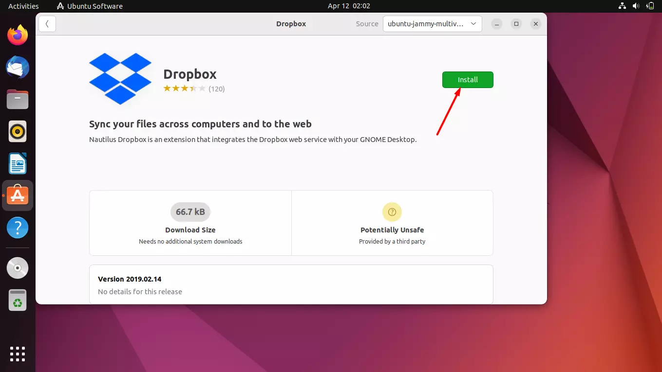 Faʻafefea ona faʻapipiʻi le Dropbox ile Ubuntu 22.04 6547_4