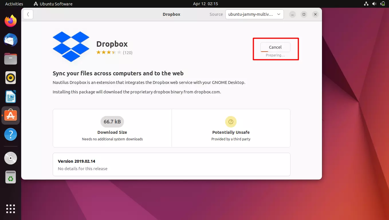 Bagaimana untuk memasang Dropbox pada Ubuntu 22.04 6547_6