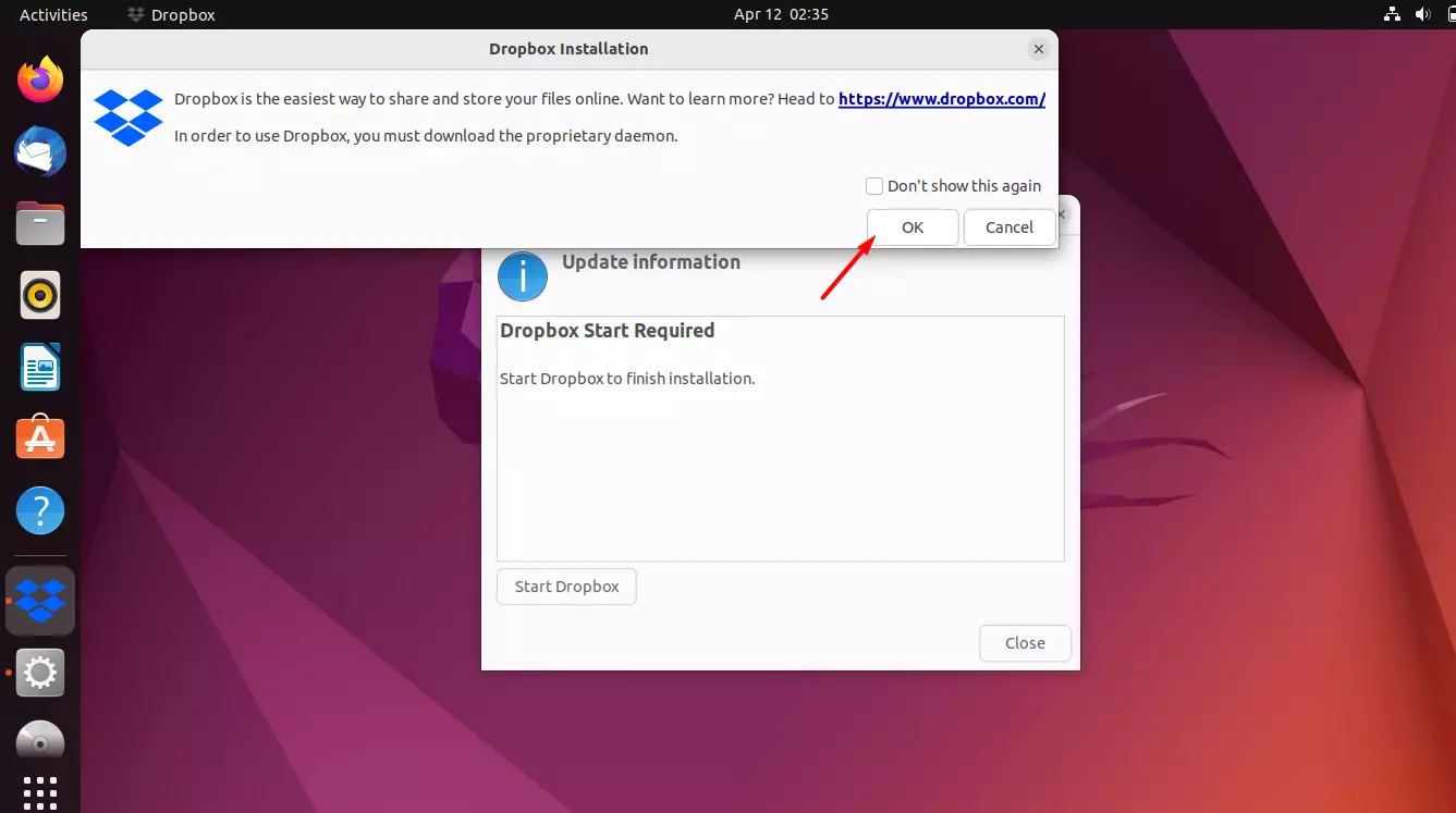 Ubuntu 22.04'te Dropbox nasıl kurulur 6547_8