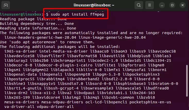 Kaip įdiegti FFmpeg Ubuntu 22.04? 6548_2