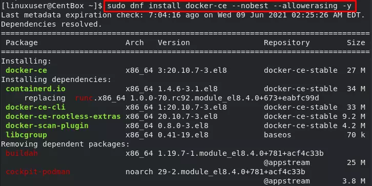 Si të instaloni dhe përdorni Docker në CentOS 8 654_4