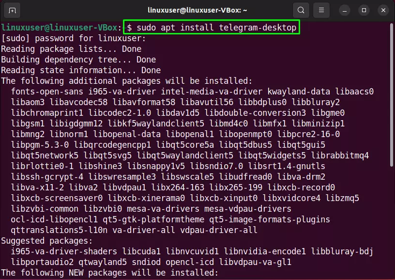 Įdiekite naujausią „Telegram Desktop Messenger“ programą „Ubuntu 22.04“. 6553_3