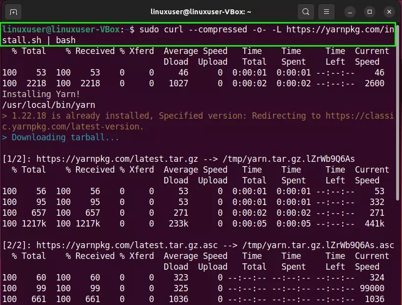 Kif tinstalla Yarn fuq Ubuntu 20.04 LTS 6554_12