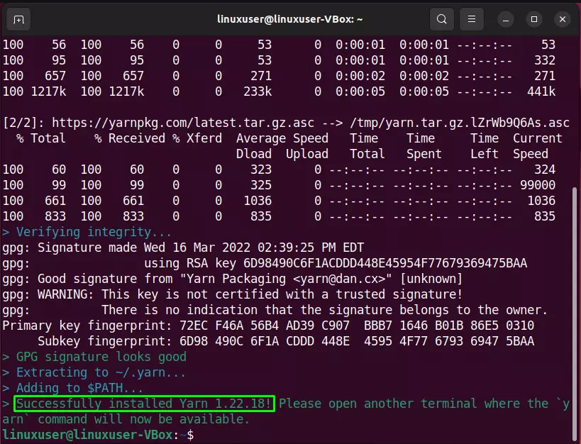 Kif tinstalla Yarn fuq Ubuntu 20.04 LTS 6554_13