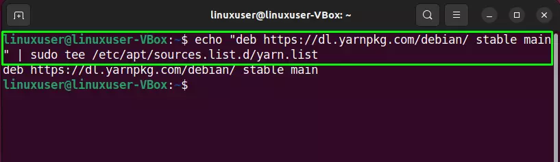 Kif tinstalla Yarn fuq Ubuntu 20.04 LTS 6554_5
