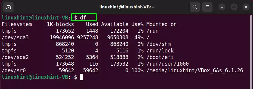 Ubuntu 22.04-та диск мәйданын ничек тикшерергә 6555_1