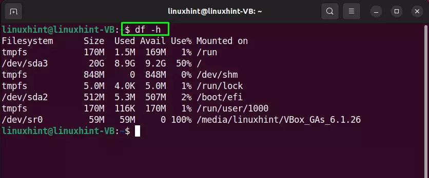 ווי צו קאָנטראָלירן די דיסק פּלאַץ אין Ubuntu 22.04 6555_2