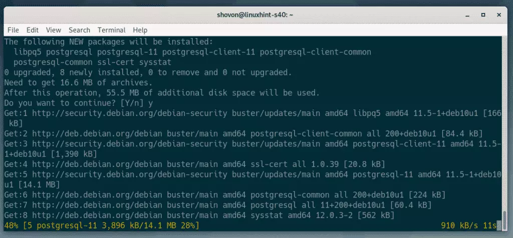 Pag-instalar sa PostgreSQL sa Debian 10 6571_5