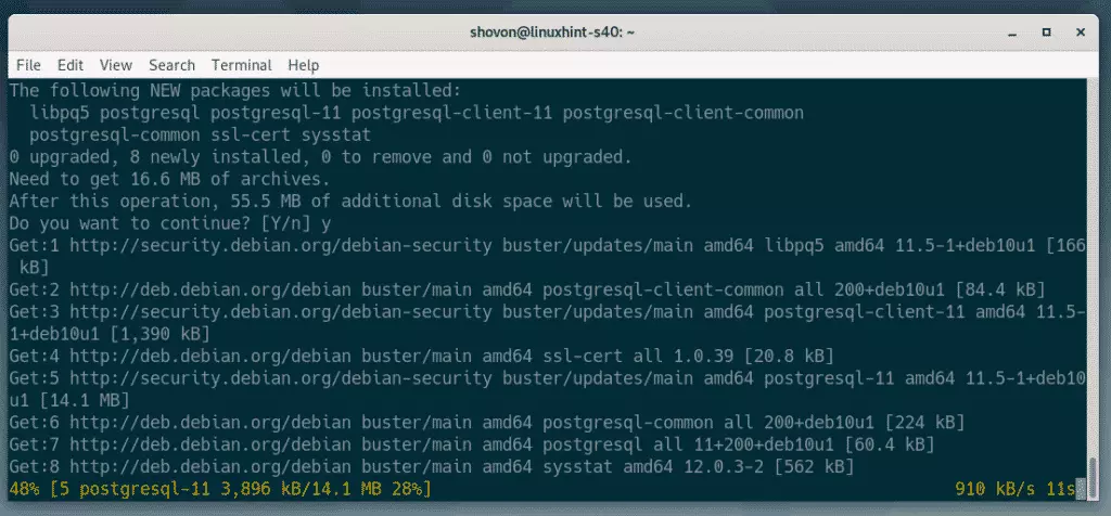 Menginstal PostgreSQL di Debian 10 6571_5