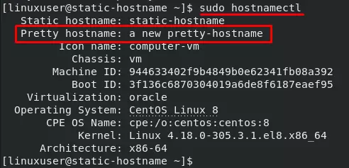 Kako promijeniti ime hosta u CentOS 8 659_11